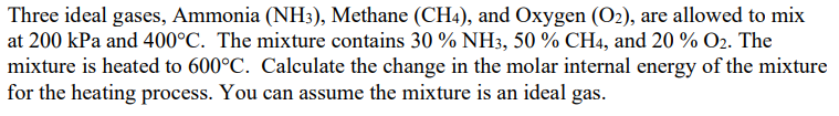 Solved Three ideal gases, Ammonia (NH3), Methane (CH4), and | Chegg.com