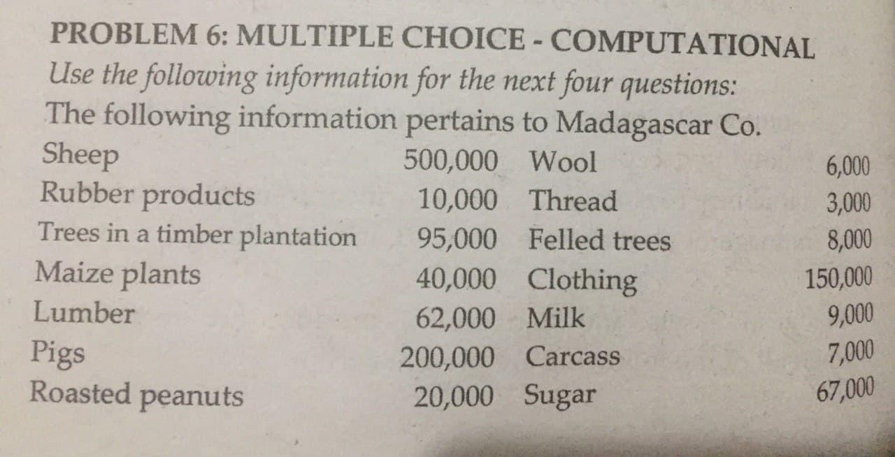 Solved PROBLEM 6: MULTIPLE CHOICE - COMPUTATIONAL Use the | Chegg.com