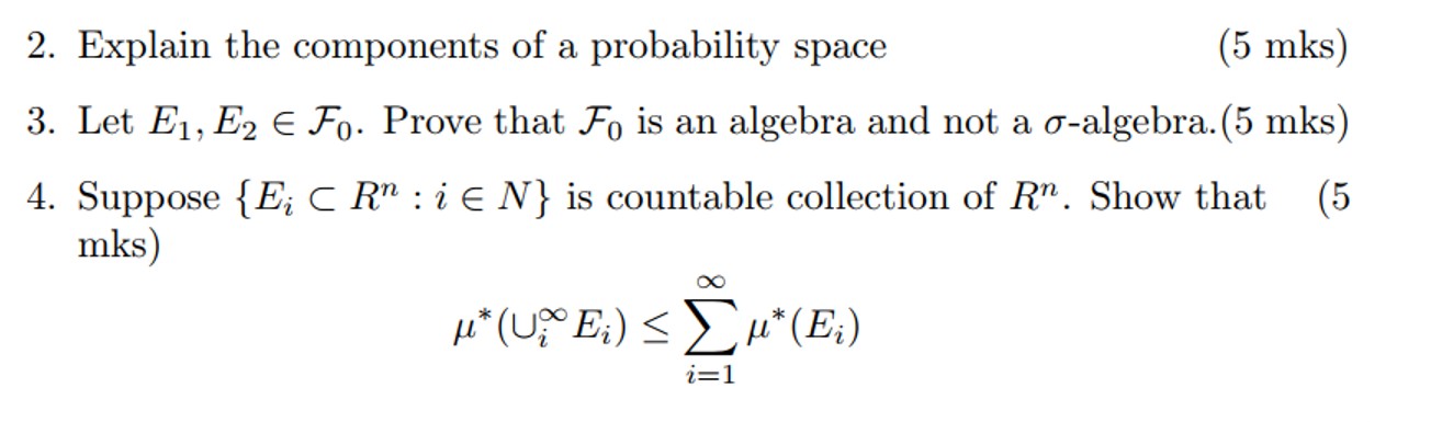 Solved Define the following terms:(a) ﻿algebra and a sigma | Chegg.com