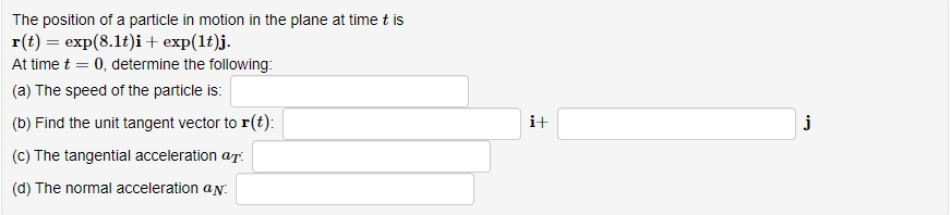 Solved The position of a particle in motion in the plane at | Chegg.com