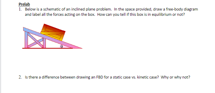 Solved Prelab 1. Below is a schematic of an inclined plane | Chegg.com