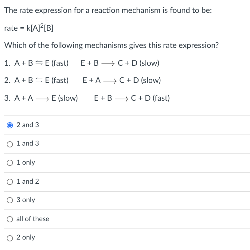 Solved The rate expression for a reaction mechanism is found | Chegg.com