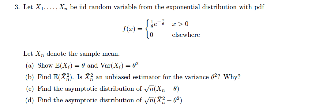 Solved 3. Let X1,..., Xn be iid random variable from the | Chegg.com
