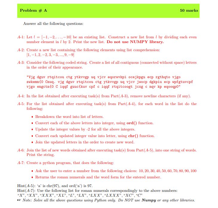 Solved Problem #A 50 marks Answer all the following | Chegg.com