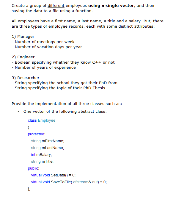 Solved Create a group of different employees using a single | Chegg.com