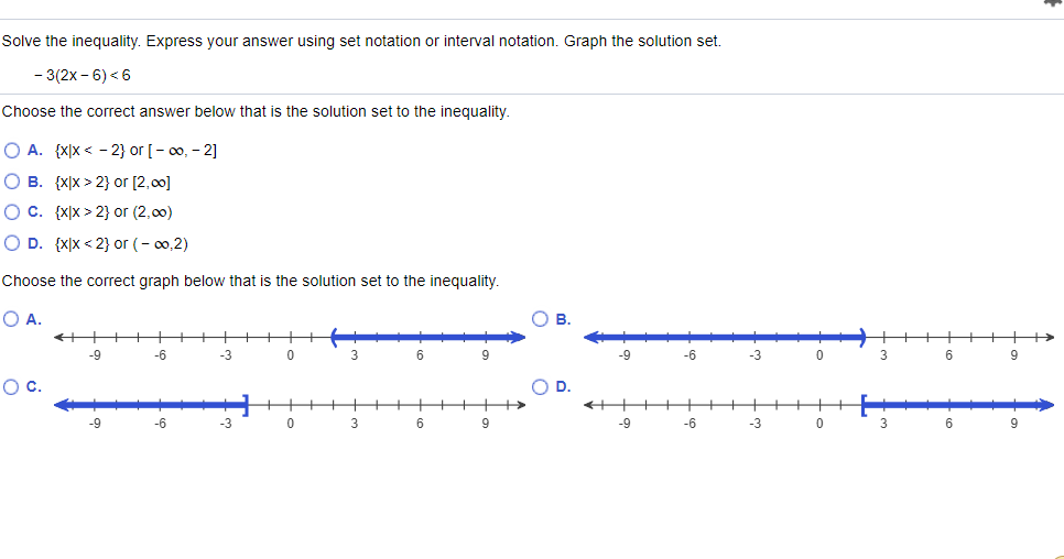 Solved Solve the inequality. Express your answer using set | Chegg.com