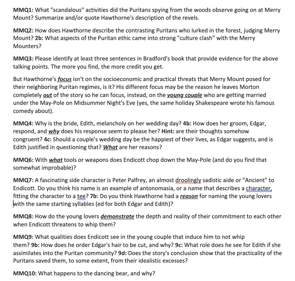 MMQ1: What "scandalous" activities did the Puritans | Chegg.com