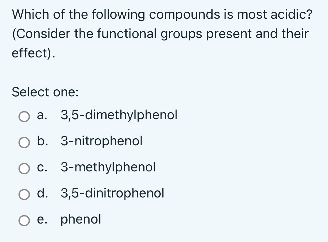 Solved Which of the following compounds is most acidic? | Chegg.com
