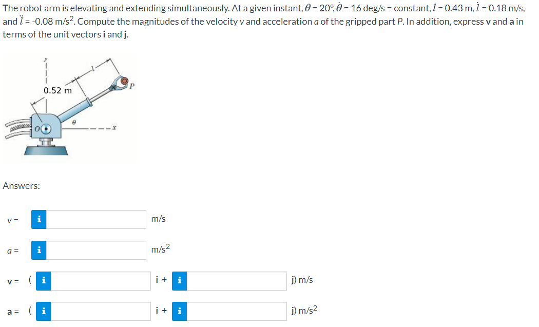 Solved The robot arm is elevating and extending | Chegg.com