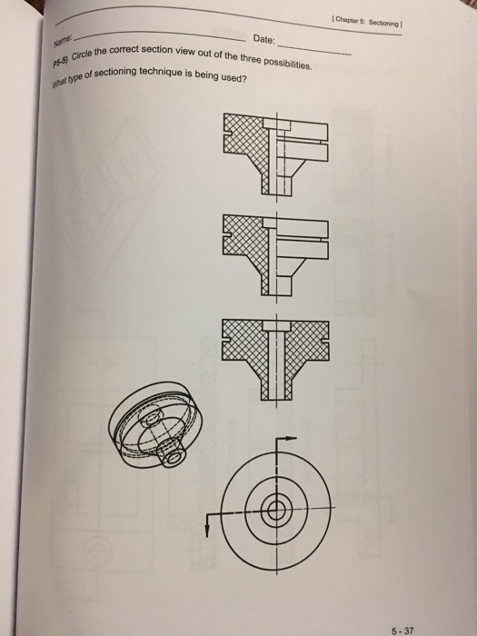 Solved Circle the correct section views out of the three | Chegg.com