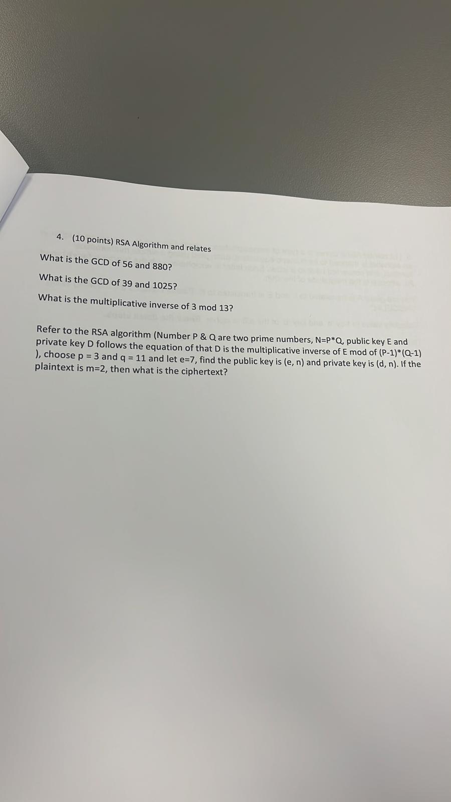 Solved Refer to the RSA algorithm (Number P&Q are two prime | Chegg.com