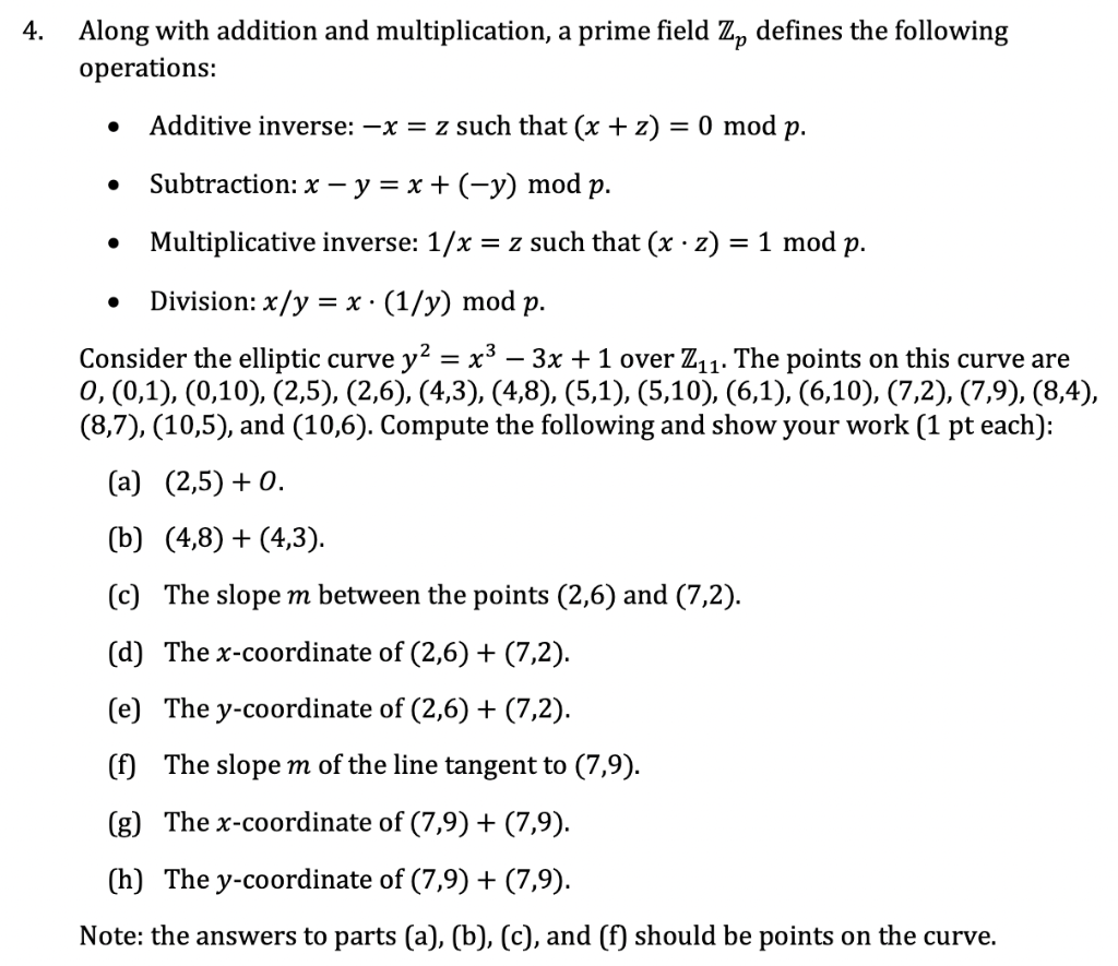 4. Along with addition and multiplication, a prime | Chegg.com