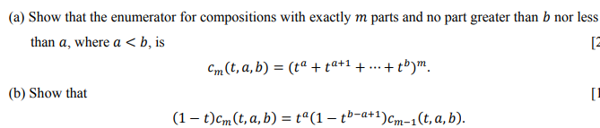 Solved (a) Show that the enumerator for compositions with | Chegg.com