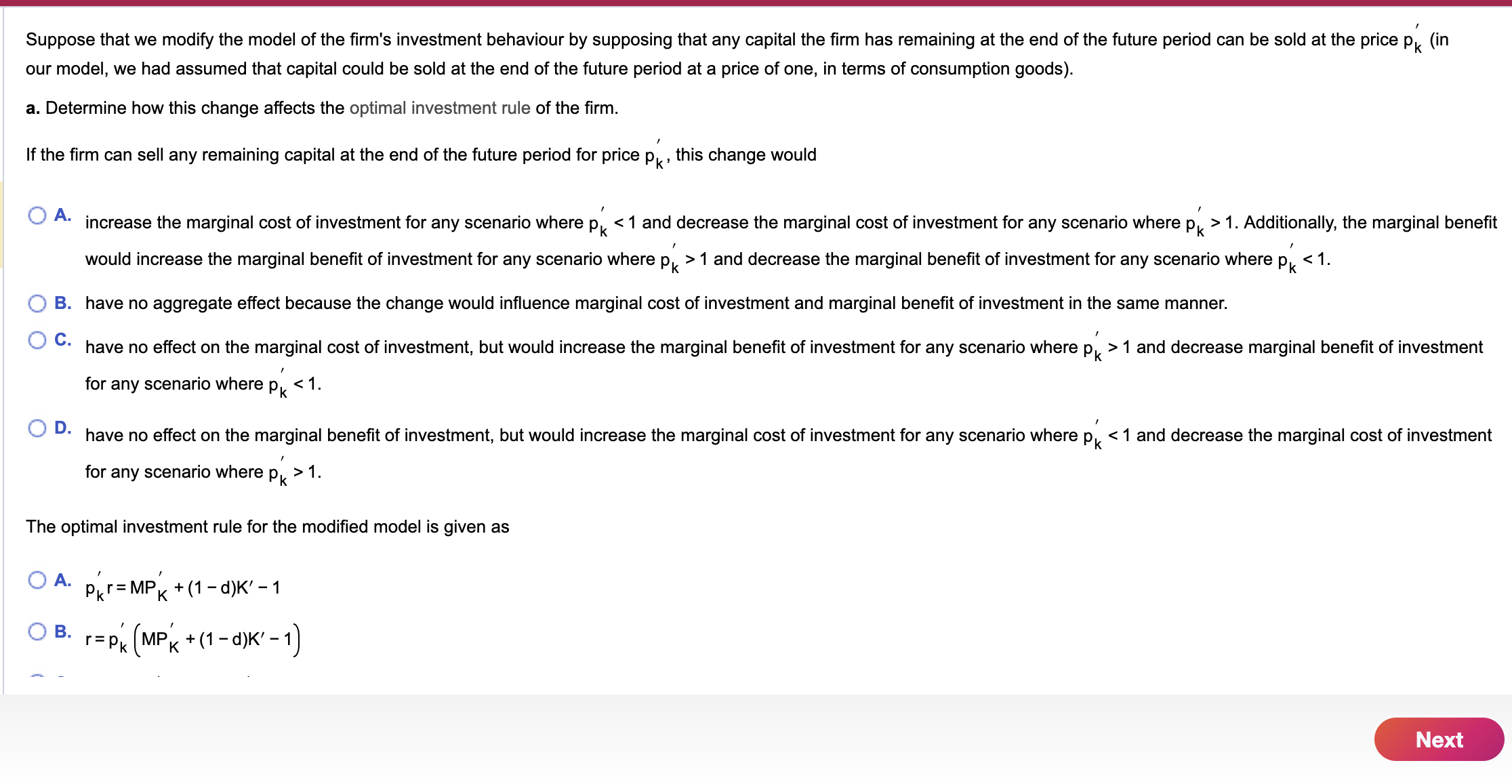 Solved Suppose that we modify the model of the firm's | Chegg.com