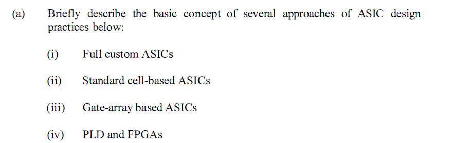 Solved (a) Briefly describe the basic concept of several | Chegg.com