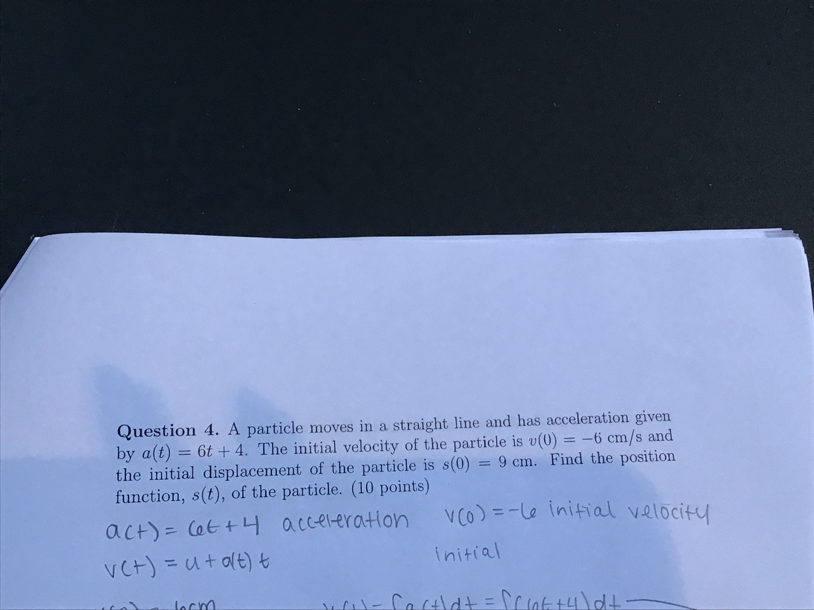 Solved Question 4. A particle moves in a straight line and | Chegg.com