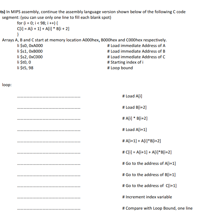 Solved In MIPS assembly, continue the assembly language | Chegg.com