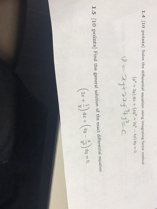 Solve the differential equation using integrating, | Chegg.com