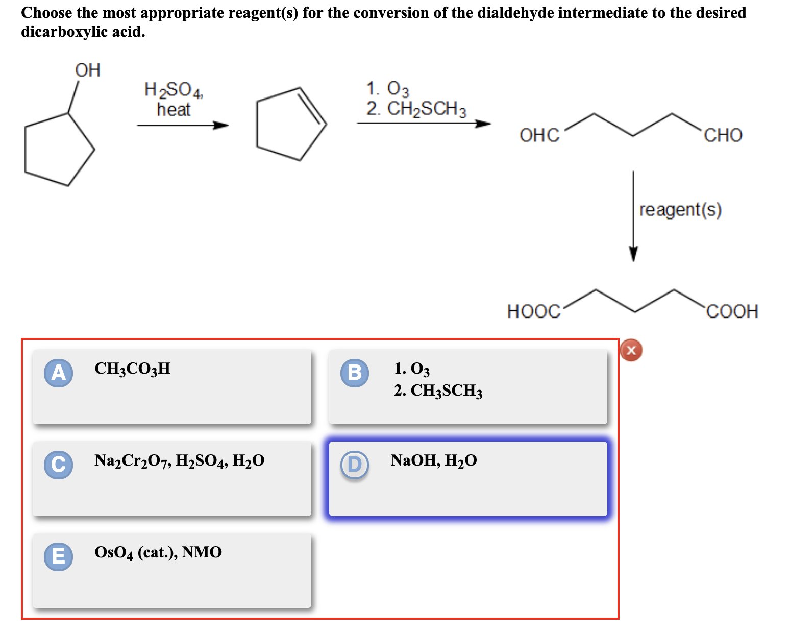 Solved Choose the most appropriate reagent(s) for the | Chegg.com