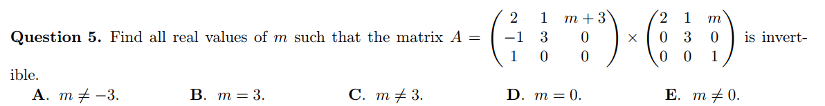 Solved Question 5. Find all real values of m such that the | Chegg.com