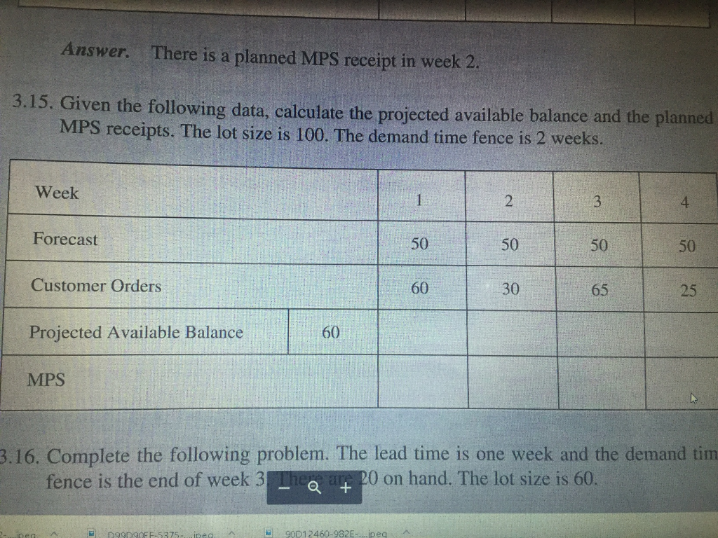 Solved Answer. There is a planned MPS receipt in week 2. | Chegg.com