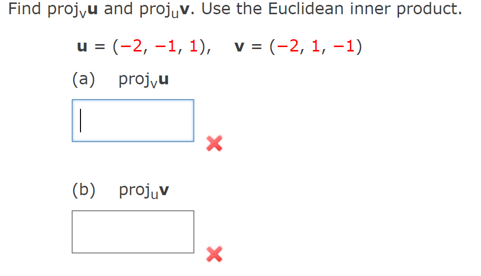 Solved Find projvu and projuv. Use the Euclidean inner | Chegg.com