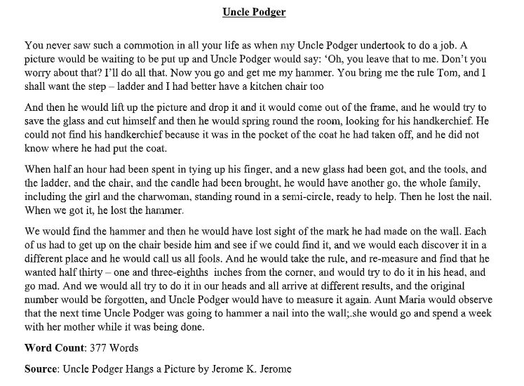 Uncle Podger You never saw such a commotion in all | Chegg.com