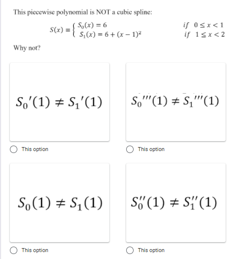 Solved This piecewise polynomial is NOT a cubic spline: S(x) | Chegg.com