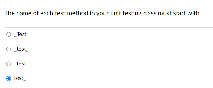 Solved The name of each test method in your unit testing | Chegg.com