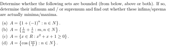 Solved Determine whether the following sets are bounded | Chegg.com