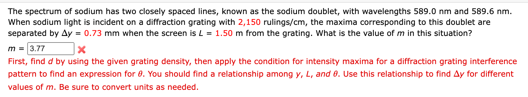 Solved The spectrum of sodium has two closely spaced lines, | Chegg.com