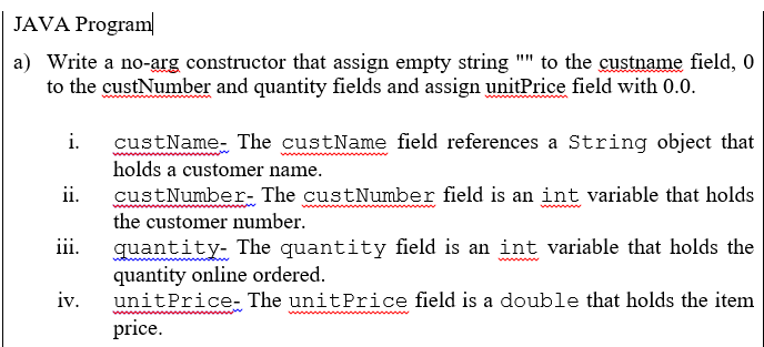 Solved a) Write a no-arg constructor that assign empty | Chegg.com