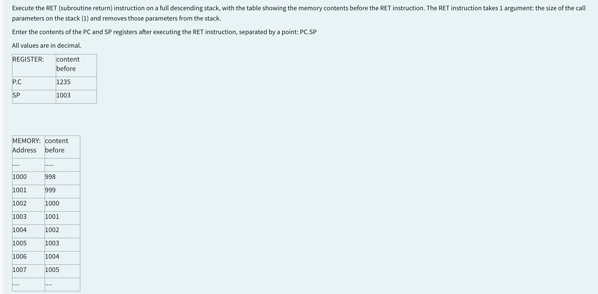 Solved parameters on the stack (1) ﻿and removes those | Chegg.com