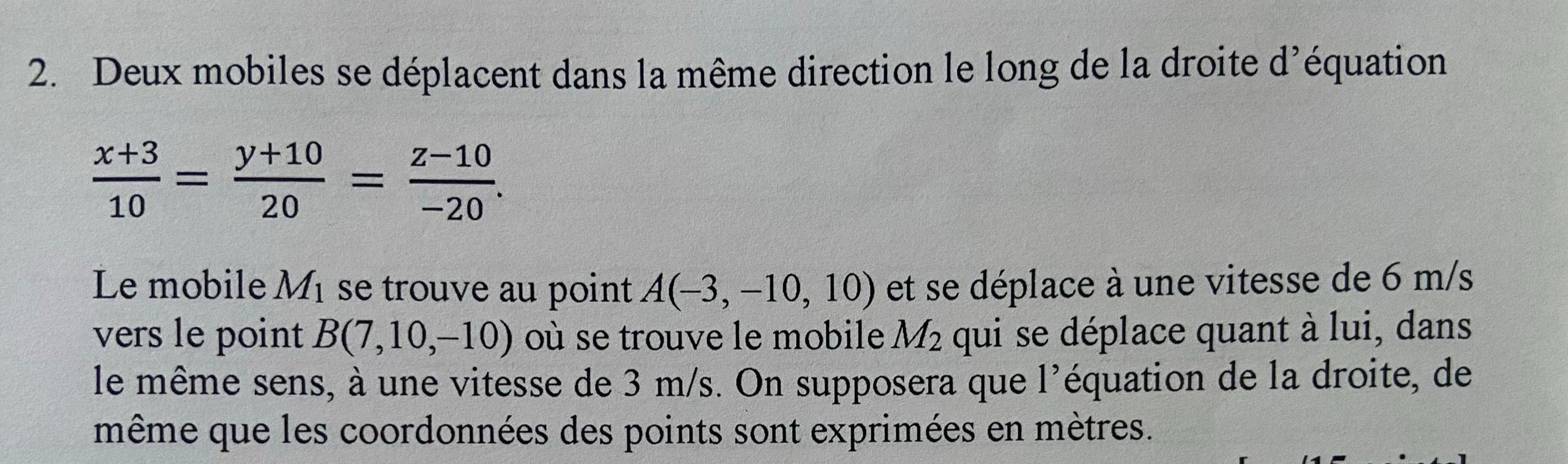 Solved Two mobiles move in the same direction along the line | Chegg.com