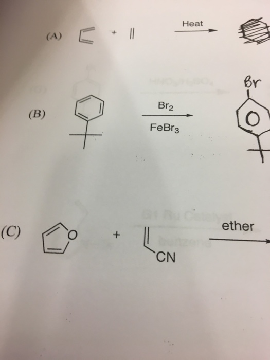 Solved Heat Br Br2 FeBr3 ether CN | Chegg.com