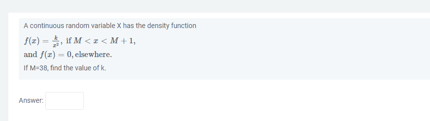 Solved A continuous random variable X has the density | Chegg.com