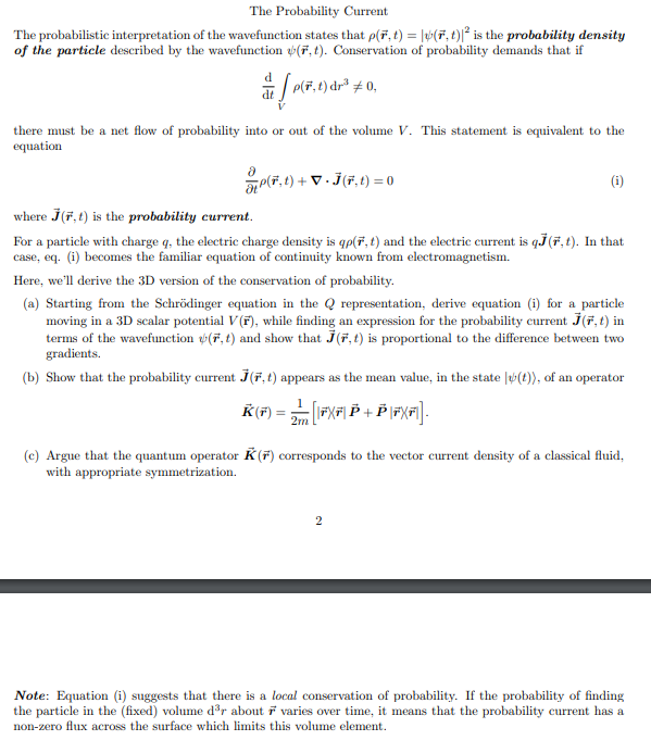 Solved The Probability Current The probabilistic | Chegg.com