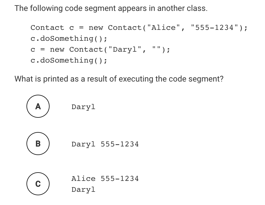 Solved Consider the following class definition. public class | Chegg.com