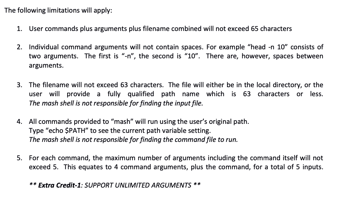 Solved The following limitations will apply: 1. User | Chegg.com