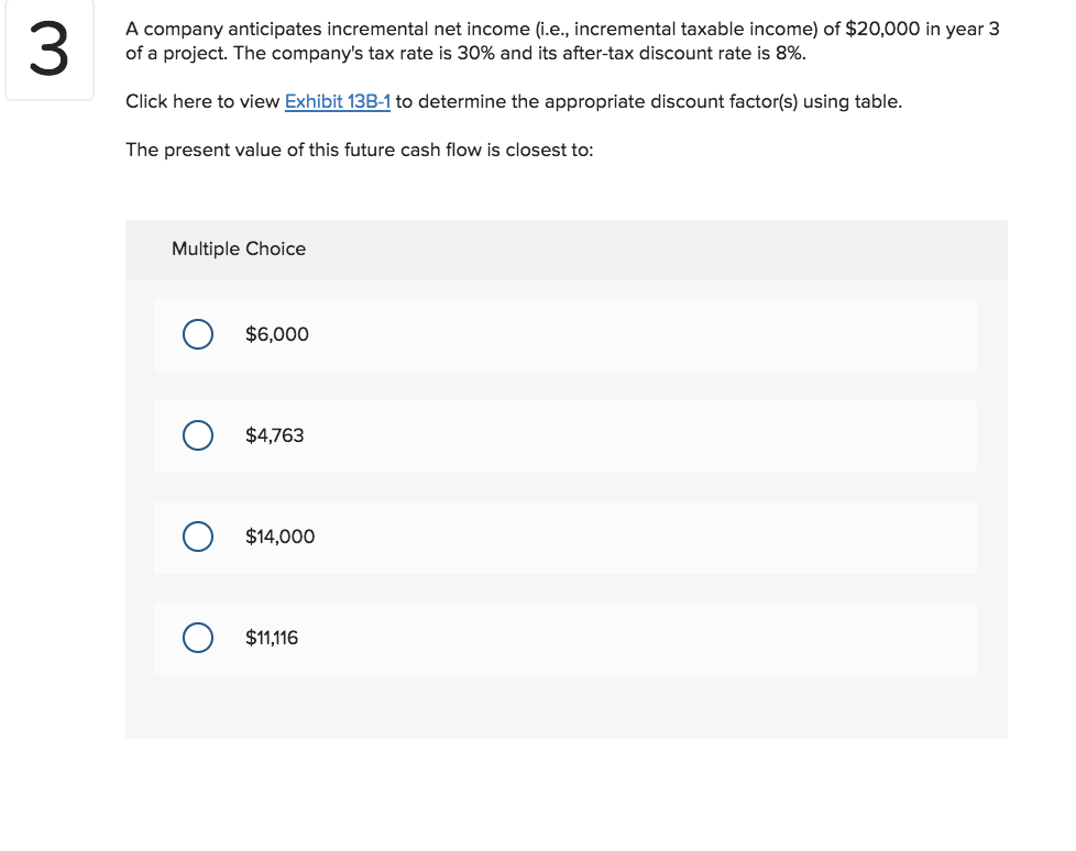 Solved 3 A company anticipates incremental net income (i.e., | Chegg.com