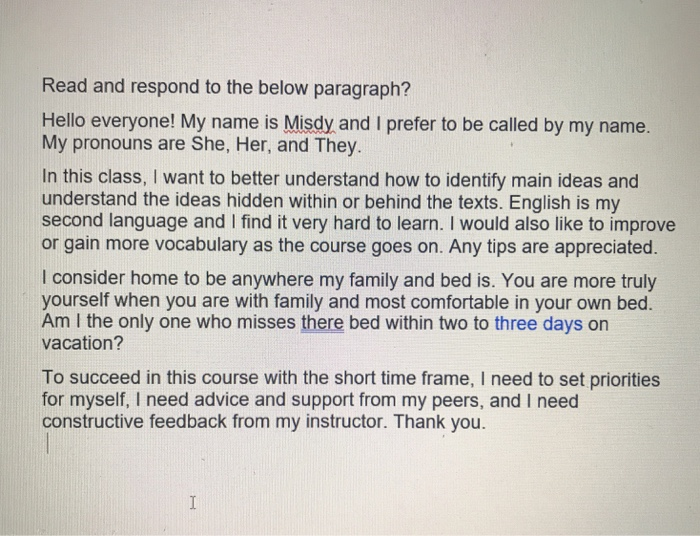 Solved Read and respond to the below paragraph? Hello | Chegg.com