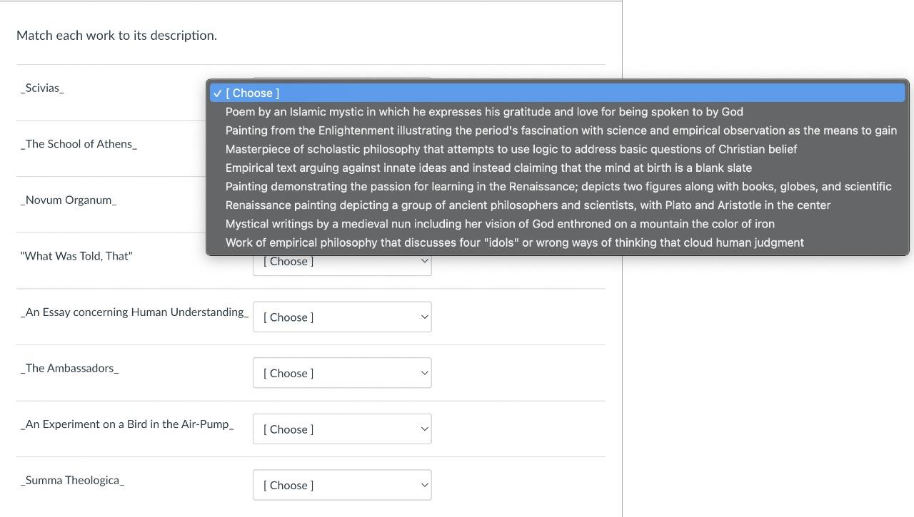 Solved Match each work to its description. _Scivias_ The | Chegg.com
