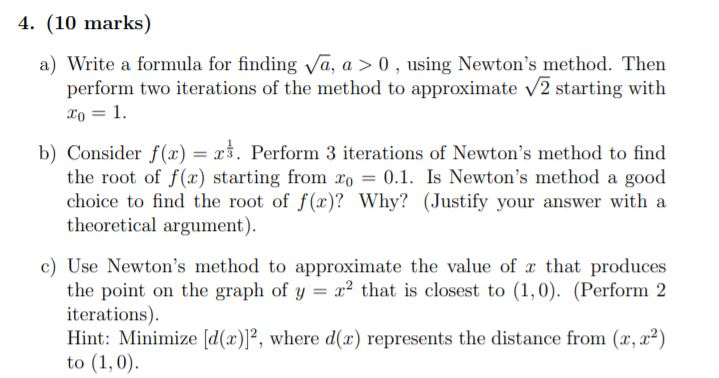 Solved 4. (10 marks) a) Write a formula for finding va, a > | Chegg.com