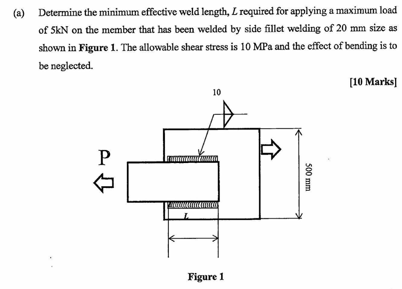 Solved (a) Determine the minimum effective weld length, L | Chegg.com