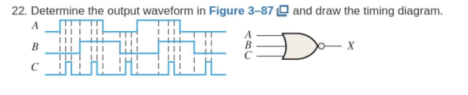 Solved 22. Show the output waveform and draw the timing | Chegg.com