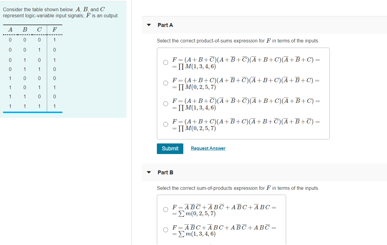 Solved Consider the table shown below. A B. and C represent | Chegg.com