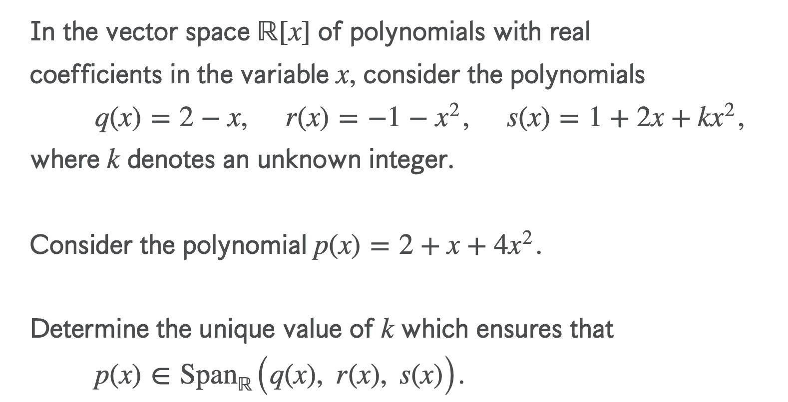 Solved In the vector space R[x] of polynomials with real | Chegg.com