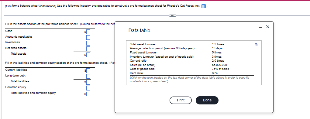 Solved Fill In The Assets Section Of The Pro Forma Balance