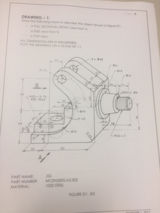 Solved Draw the following views to describe the object shown | Chegg.com