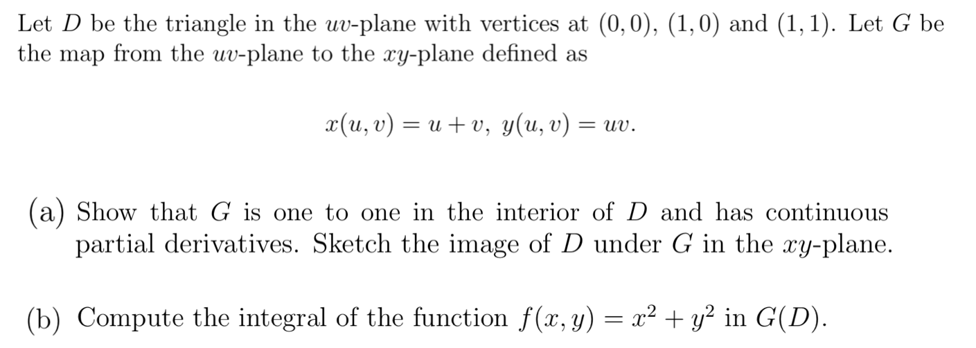 Solved Let D be the triangle in the uv-plane with vertices | Chegg.com